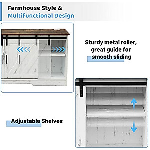 DANSION Farmhouse TV Stand for TVs up to 65 Inch, Smart Led Modern Entertainment Center with USB Port, 59" Media Console Table with Sliding Barn Door and Adjustable Shelf for Living Room, Bedroom