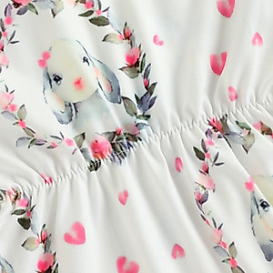 Dcohmch Easter One-Piece Outfits Newborn Baby Girl Sleeveless Cute Rabbit Printed Romper Bodysuit Bunny Print Clothes 0-12M