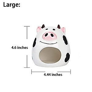 Hamster Hideout, Small Animal Hideout, Ceramic Pet House, Cows Shape Hamster House Cave Mini Hut Cage - S/L