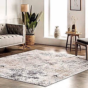 nuLOOM Danae Abstract Machine Washable Area Rug, 8' x 10', Ivory