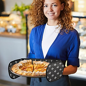 susiyo Double Oven Mitts Golden Fleur De Lis Heat Resistant Oven Glove Extra Long Potholder for Kitchen Cooking Baking BBQ Microwave Handling Hots and Pans, 35x7 Inch