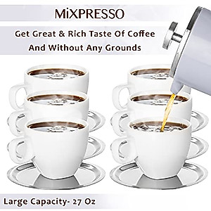 Mixpresso Stainless Steel French Press Coffee Maker 27 Oz 800L Double Wall Metal Insulation Coffee Press & Tea Brewer Easy Clean & Easy Press, Strong Quality Coffee Press (Light Blue)