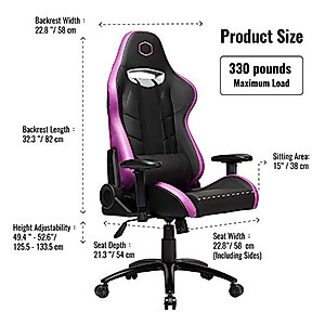Cooler Master Caliber R2 Gaming Chair High Back Office Computer Game Chair, PU Leather Reclining Ergonomic Backrest, Headrest, Seat Height and Armrest Adjustment with Lumbar Support - Purple