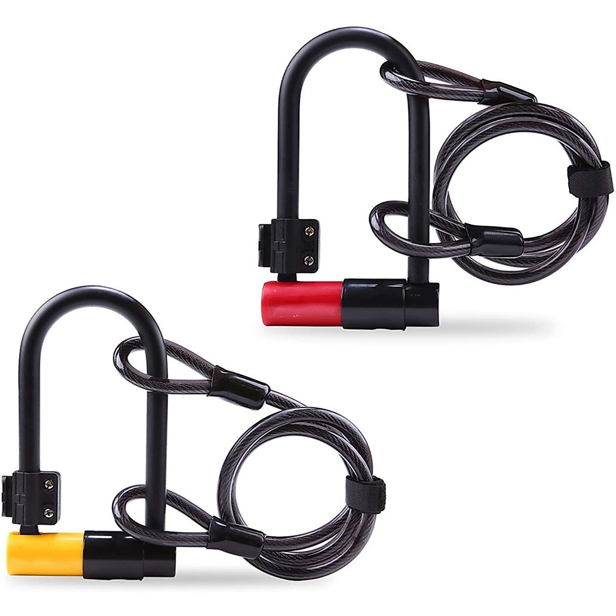 XIXIDIAN Bicycle U-Lock Cable Lock Set with 2 Copper Keys Anti-Theft Bicycle Lock Set Heavy Duty Steel Security Bike Cable ULock Set (Color : Red)