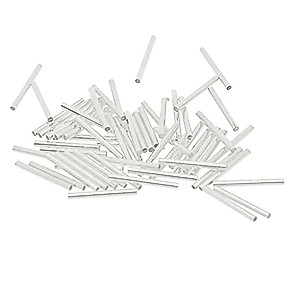 Baosity 50x 20x2mm Smooth Long Straight Tube Noodle Bead Jewelry Making - Silver White