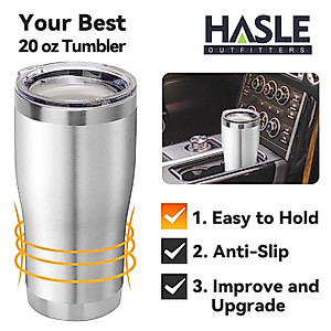 HASLE OUTFITTERS 20 oz Tumbler Bulk, Stainless Steel Tumblers with Lid, Vacuum Insulated Tumbler, Double Wall Tumbler Cup, coffee mugs, Stainless Steel, 12 Pack