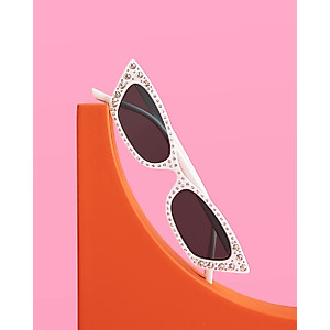 xo, Fetti White Bedazzled Cat Eye Sunglasses | White Bachelorette Party Favor, Bridesmaid Sunnies Gift, y2k Birthday Party Decorations + Cool Halloween Costume