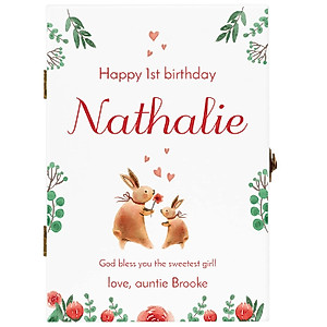 Maverton Kids Silverware in a Wooden Box – Personalized Paw Patrol Cutlery Set for her – Stainless Steel Engraved Utensil Set for Girls - Flatware for Birthday - BUNNIES