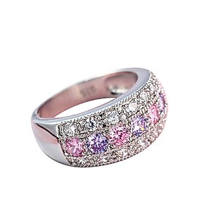 Womens Inlaid Zircon Engagement Ring Simulated Diamond Wedding Band Minimalist Design Rings (Silver, 8)
