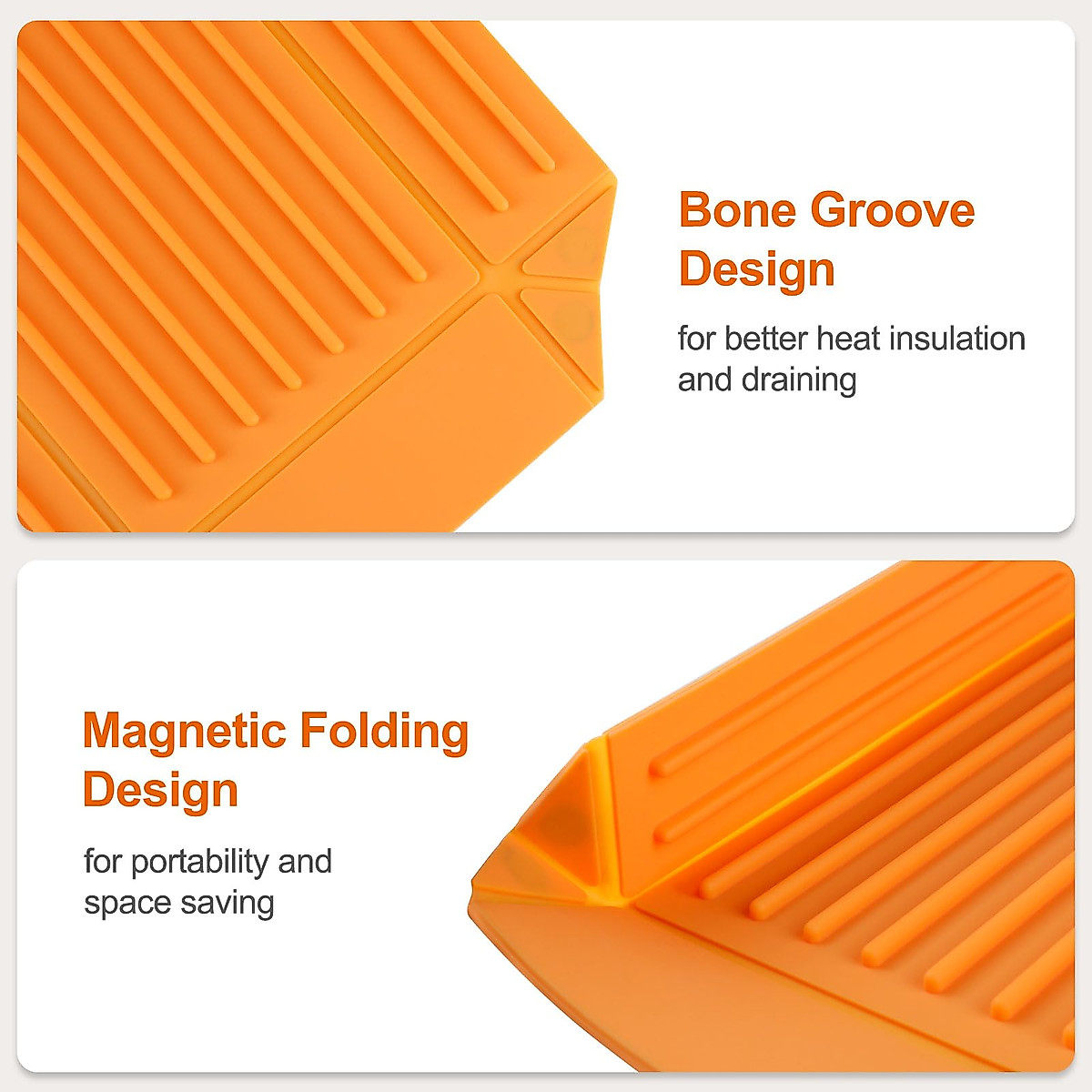 Silicone Collapsible Food Storage Containers, From 2D to 3D in 1 Sec, Reusable Dinner Plates for Camping, Hiking, Kitchen, Meal Prep, Snack, barbecue, with Lids (Orange)