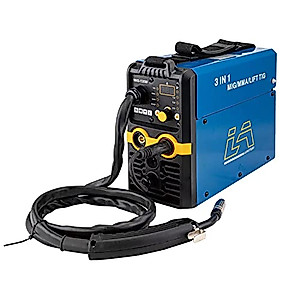LASTON MIG-135M 110V MIG Welder 3 in 1, 130Amp Flux Core Welder Flux MIG/MMA Welder/Lift TIG,ARC Stick Welder IGBT Digital Display LCD Welding Machine with Electrode Holder, Work Clamp