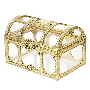 NUOBESTY Treasure Chest Pirate Keepsake Jewelry Box Small Transparent Vintage Decorative Metal Box for Kids Birthday Pirate Party Favors