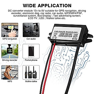 DC-DC Buck Converter Module 12V to 5V Micro USB Power Adapter Compatible with Ring Alarm Keypad (2 Pieces)