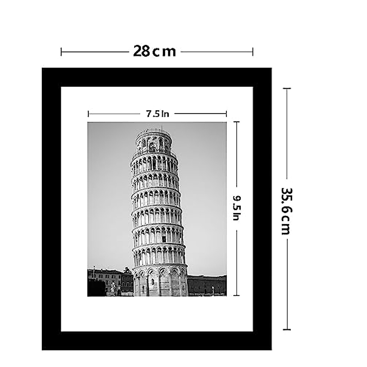 Wiscet11x14 Picture Frame Set of 9, Display Pictures 8x10 with Mat or 11x14 Without Mat, Photo Frame for Wall Mounting or Tabletop Display, Black.