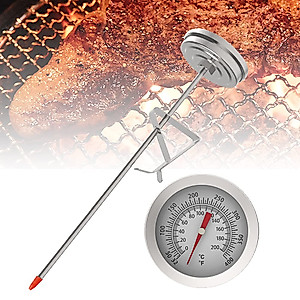 Deep Fry Thermometer Mechanical Meat Thermometer for Deep Fry, Grilling Dial Thermometer Stainless Steel Stem Meat Cooking Thermometer with Adjustable Pot Clip(Size:200 mm)