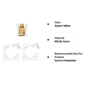 RovingCove Slim-Fit Corner Protector for Baby Proofing (8 Small Corners), Soft Rubber Foam Furniture Corner Bumper Guards, 3M Adhesive Pre-Taped, Oyster White