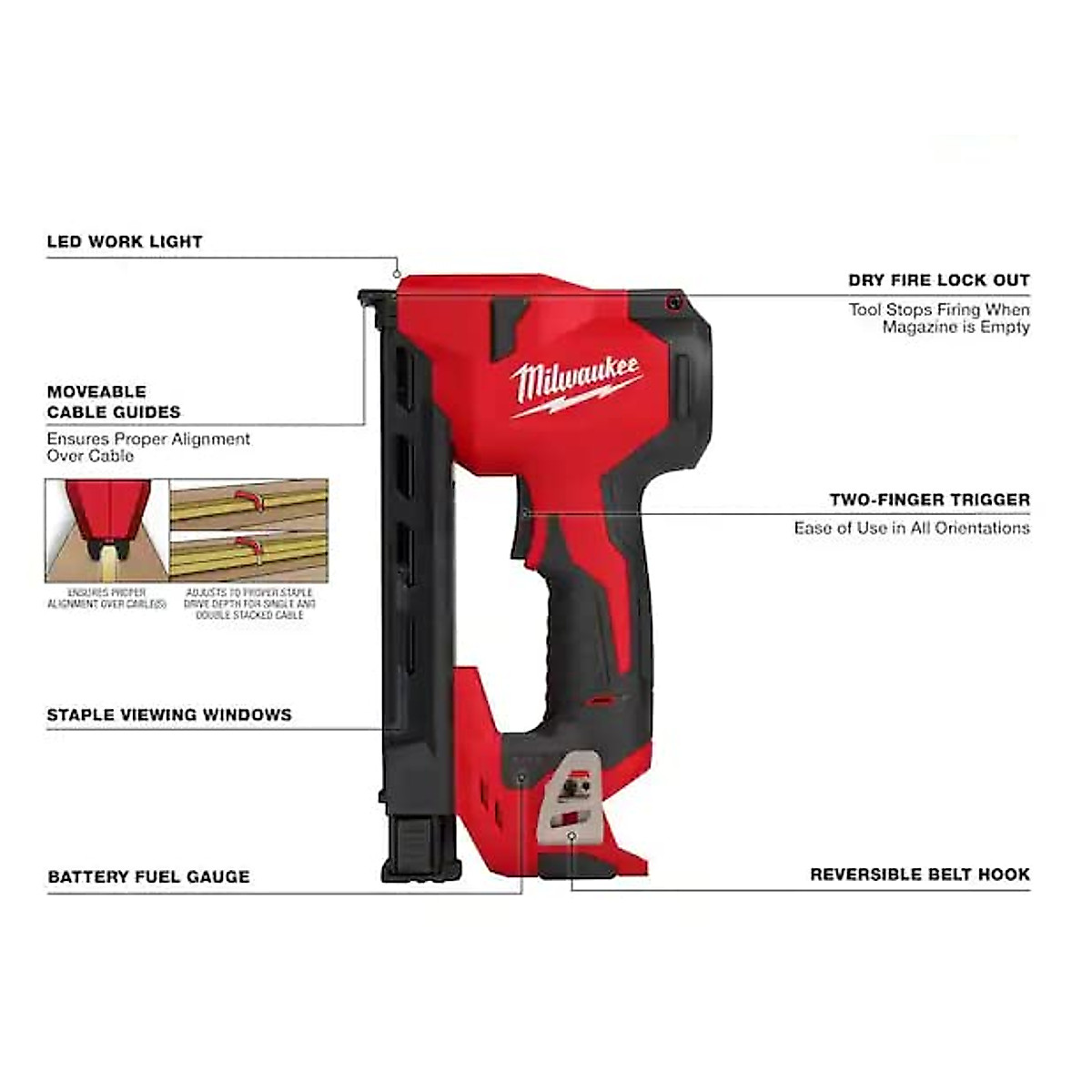Milwaukee M12 12-Volt Lithium-Ion Cordless Cable Stapler (Tool-Only), (2448-20)