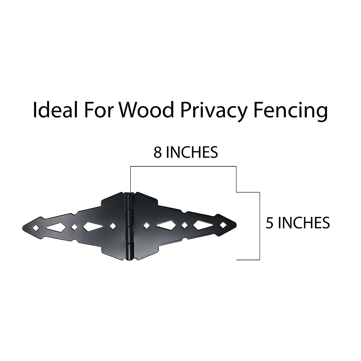 Wood Gate Hardware Set – Heavy Duty Kit for Fence Swing Gate- Outdoor Decorative Black Finish w/ 8” Strap Hinges and Spring Loaded Latch