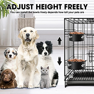 Kennel Water Bowl Hanging, ShineMe 2 Pack Stainless Steel Food and Water Bowl for Dog Cage, Crate, Kennel Bowls Mountable for Medium and Small Dogs, Cats, Pets (6.2x2.6” & 5.5x2.4”)