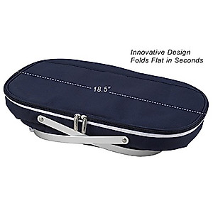 Picnic at Ascot Patented Collapsible Insulated Picnic Basket Equipped with Service For 4- Designed and Assembled in USA