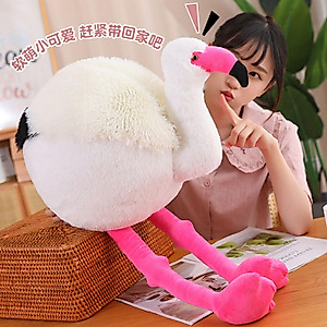 Soft Round Stuffed Flamingo Animal Plushie Fat Flamingo Plush Toys for Home Decor Cuddly Flamingo Pillow Hugging Flamingo Doll Gift for Kids or Lover (White, 19.7 Inch (from Head to feet))