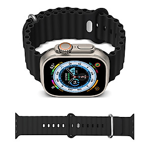 6 Pack Ocean Band Compatible with Apple Watch Band Ultra 49mm for Women Men, Silicone Adjustable Sport Band with Metal Buckle for Apple Watch iWatch Series Ultra Strap (Black/Midnight/White/Deep