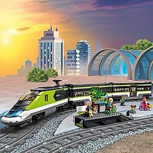 LEGO City Express Passenger Train Set, 60337 Remote Controlled Toy, Gifts for Kids, Boys & Girls with Working Headlights, 2 Coaches and 24 Track Pieces