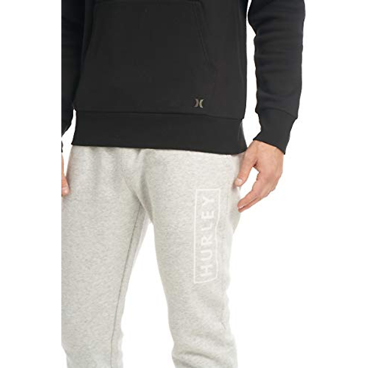 Hurley Men's Boxed Logo Fleece Pullover Hoodie, Black, Medium