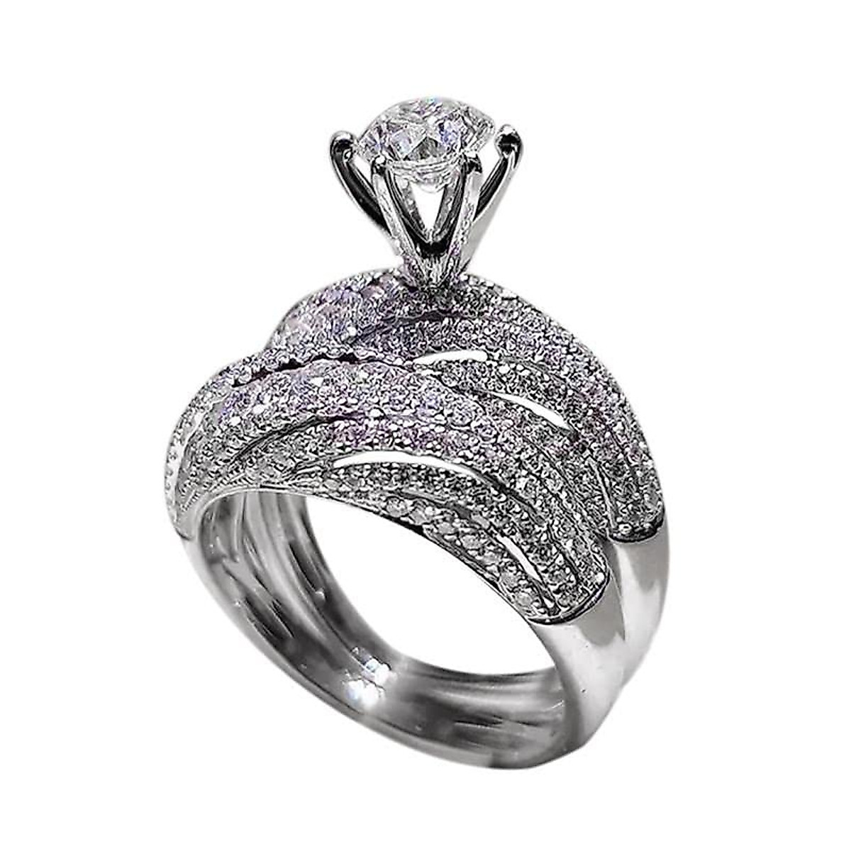 RIQINGY Luxurious Diamond Couple Rings Womens Fashion Zircon Ring Marriage Proposal Wedding Jewelry Teen Girls Sparkly Ring