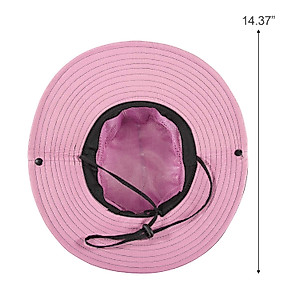 Norme 2 Pieces Women's Outdoor Sun Hat UV Protection Foldable Mesh Wide Brim Beach Fishing Cap Ponytail(Watermelon Red, Pink)