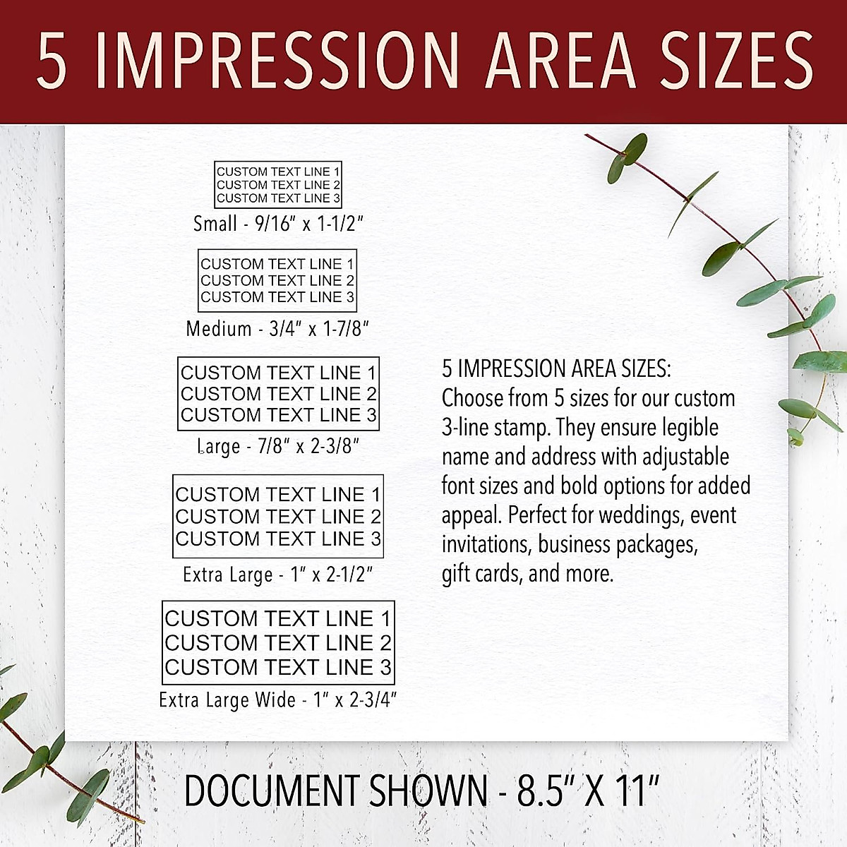 Custom Address Stamp - 5 Font Options - 3 Line Self-Inking Address Stamp - Up to 3 Lines of Customized Text | Multiple Ink Color Options