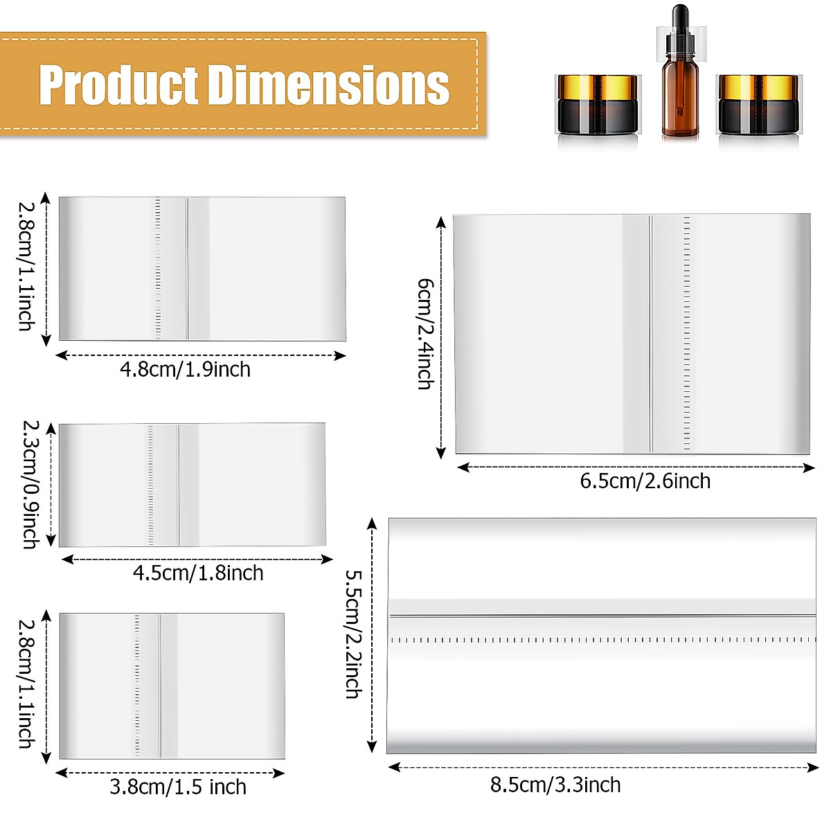 Boao 1250 Pieces Shrink Band for Bottles PVC Heat Shrink Wrap for Jars Perforated Shrink Wrap for Bottles Shrink Band Tamper for Cans and Tins, 5 Size, 250 Pieces of Each Size (Clear)