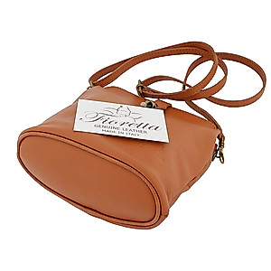 Fioretta Italian Genuine Leather Crossbody Bag Shoulder Bag Purse Snap Closure For Women - Tan Brown