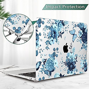 CAMPLALA for MacBook Air 13 inch Case 2021-2018 Release Model A2337 M1 A2179 A1932 - Hard Shell Case & Keyboard Cover & Screen Protector & OTG Adapter Suitable MacBook Air 13", Ink Flowers