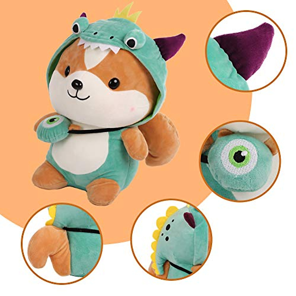 DENTRUN Squirrel Stuffed Animals, Cute Plush Doll Play Toys for Kids Girls Boys Adults Birthday Xmas Gift, 9.84/13.78/17.72 Inches, Christmas Elk, Yellow Bee, Green Dinosaur
