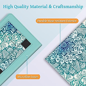 Fintie Stand Case for 6.8" Kindle Paperwhite (11th Generation-2021) and Kindle Paperwhite Signature Edition - Premium PU Leather Sleeve Cover with Card Slot and Hand Strap, Emerald Illusions