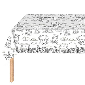 2Pack Coloring Paper Tablecloth for Kids Animal Paper Tablecloths Zoo Paper Table Covers Giant Coloring Poster Table Covers Disposable Table Cloths Birthday Party TableCloth Covers for Kids 47.2X71 In