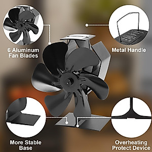 whicow Wood Stove Fan for Buddy Heater, Wood Stove Fan Heat Powered, Thermal Fireplace Fan, Eco Fan for Woodstove with Bracket Fixed on Propane Space Heater/Mr. heater, Camping Outdoor/Indoor Use