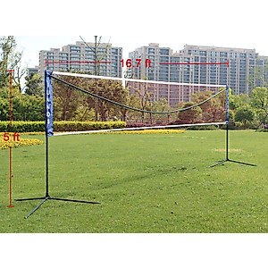 Sports God Portable Large Volleyball Badminton Tennis Net with Carrying Bag Stand/Frame (17 ft)