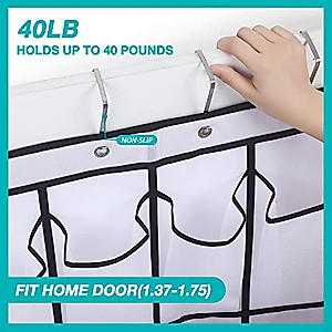 Xuhal 2 Pack over The Door Shoe Organizer Hanging Shoe Organizer with 24 Mesh Large Pockets Door Shoe Rack and 8 Pcs Metal Hooks for Men Women Kids Hanging Door Shoe Holder