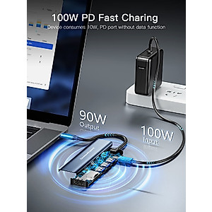 USB C Hub, DockteckExpand 7 in 1 USB-C Multiport Adapter with 4K HDMI, 100W Power Delivery, 3 USB 3.0 Ports, SD/TF Card Reader, for MacBook Pro/Air, iMac, iPad Pro, Surface Pro 7/8, XPS, HP and More