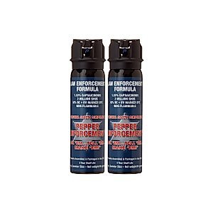 Pepper Enforcement PE1110PF-FT Foam Pepper Spray 2 Pack for Self Defense - Maximum Strength 10% OC Formula - Emergency Personal Safety & Protection