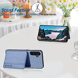 JanCalm for Samsung Galaxy A14 Case Card Holder, RFID Blocking, Kickstand, Camera Protector, PU Leather Shockproof Protective Flip Cover Phone Case (Blue)