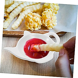 KICHOUSE Ceramic Tea Bag Saucer White Serving Tray Chinese Tea Bags Appetizer Serving Tray Side Dishes Decorative Teabag Dish Tea Bag Stand Multi-Function Teabag Holder Tea Bag Holder White