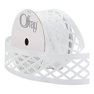 Offray Lattice Craft Ribbon, 1 1/2-Inch x 9-Feet, White