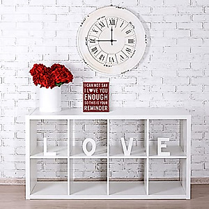 Love Box Sign 5 x 6 x 1.77 Inch Love Decor for Mom Wood Love You Sign Sweet Love Sign Block Centerpiece Plaque Mother's Day Gift Home Decor (Red Board, White Words)
