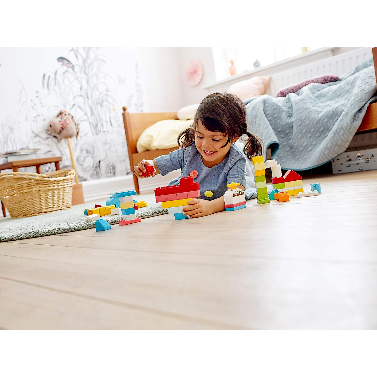 LEGO 10909 DUPLO Classic Heart Box, First Bricks Building Toy with Helicopter, Boat, Animal Toys and More, Gifts for Toddlers and Kids 1.5 Years Old