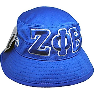 Cultural Exchange Zeta Phi Beta Big Letter Ladies Floppy Bucket Mesh Hat [Royal Blue - 58 cm]
