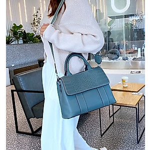 Genuine Leather Women's Fashion Handbags Convertible Satchel Handbag Cross-body Shoulder Bags (Off-white)