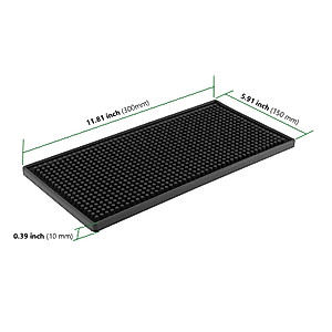 HAKZEON 6 PCS 12 x 6 Inches Rubber Bar Service Mat, Non Slip Rubber Bar Spill Mat, Bar Mats for Bar, Restaurant, Club, Hotel, Office Break Room, Kitchen and Pantry, Black